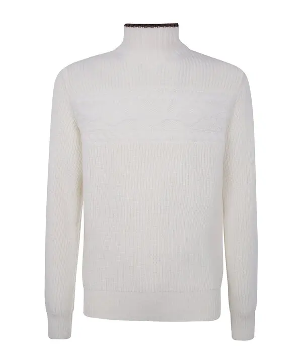 Zegna High Neck Knitted Jumper - White