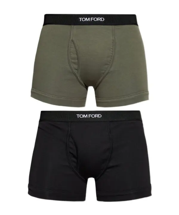 TOM FORD Logo Waistband Pack Of Two Boxers - Black