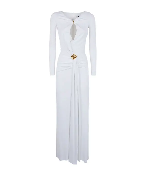 Elisabetta Franchi Tone Hardware Maxi Dress - White