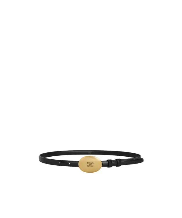 Celine Thin Plate Belt 13mm In Taurillon Leather - Black