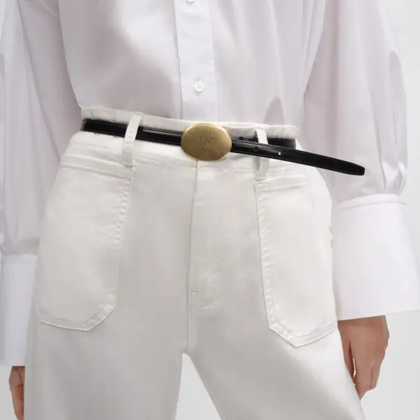 Celine Thin Plate Belt 13mm In Taurillon Leather