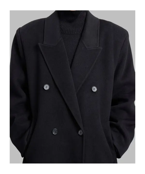 THE FRANKIE SHOP Gaia Oversized Double-breasted Maxi Coat - Black