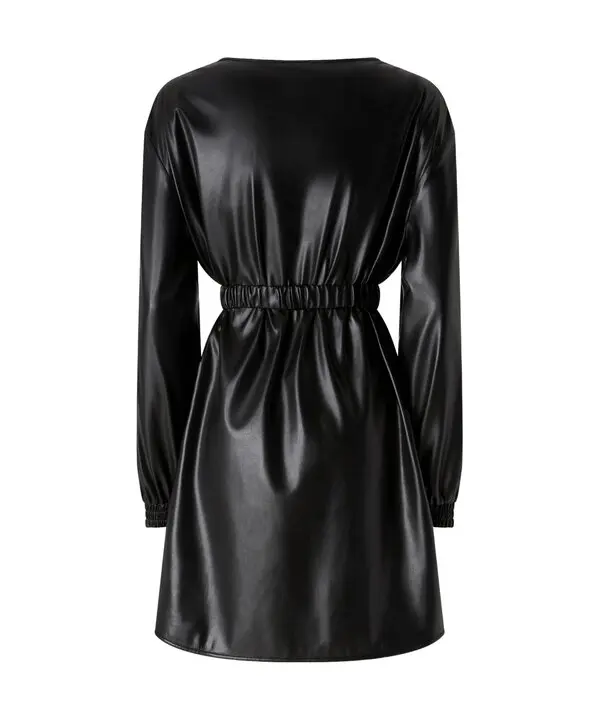 Pinko Cut-out Detailed Crewneck Short Dress With Long Sleeves