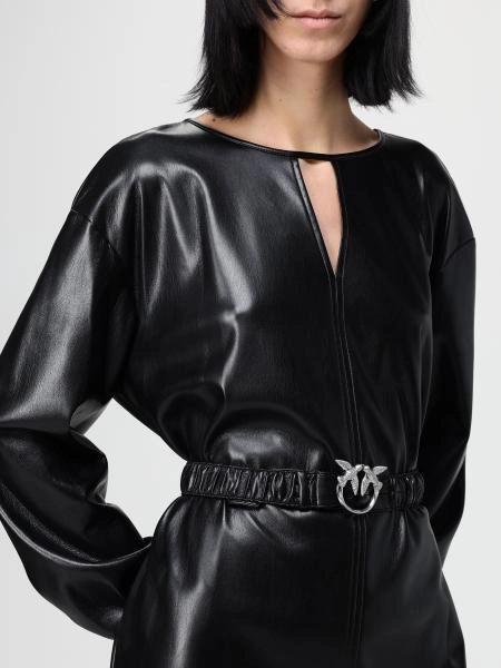 Pinko Cut-out Detailed Crewneck Short Dress With Long Sleeves