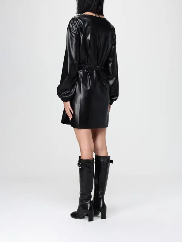 Pinko Cut-out Detailed Crewneck Short Dress With Long Sleeves