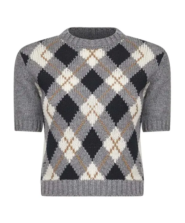 Prada Check-pattern Short-sleeved Jumper