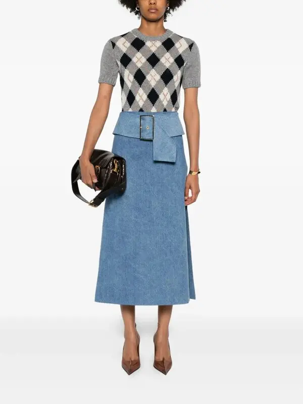 Prada Check-pattern Short-sleeved Jumper