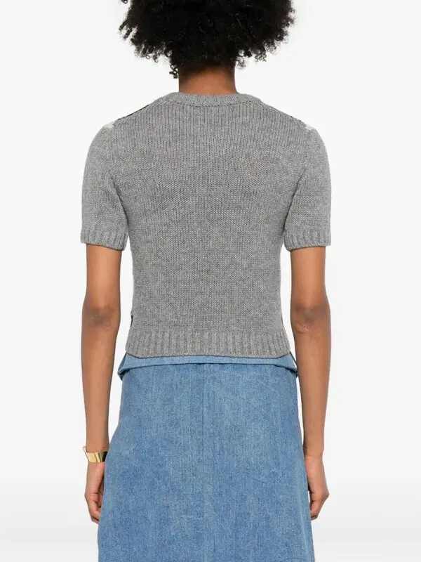 Prada Check-pattern Short-sleeved Jumper