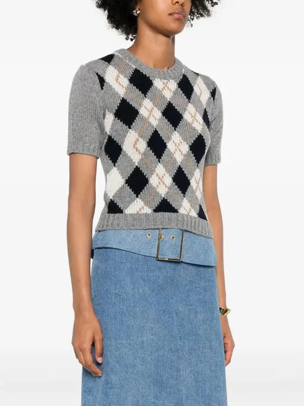 Prada Check-pattern Short-sleeved Jumper