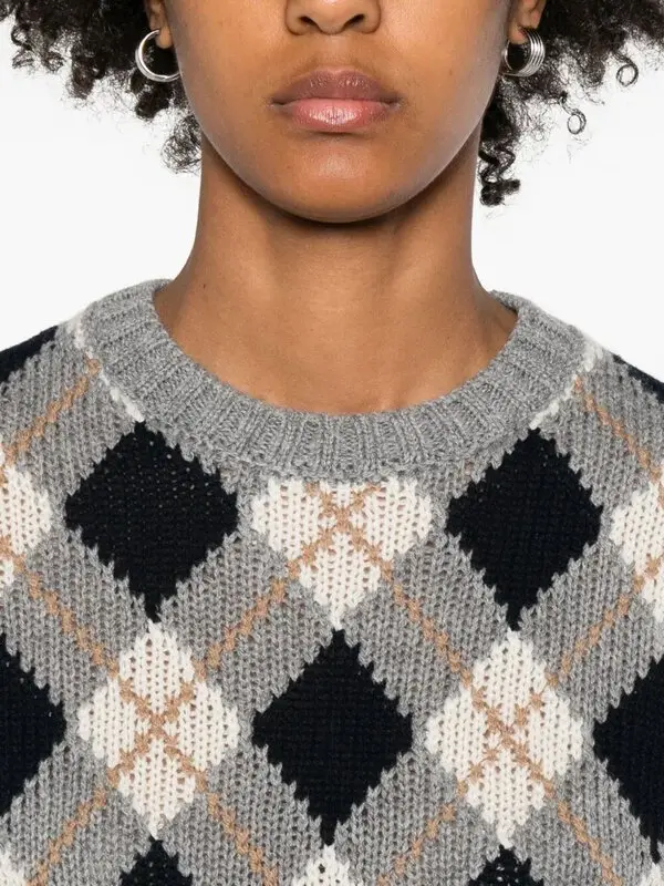Prada Check-pattern Short-sleeved Jumper