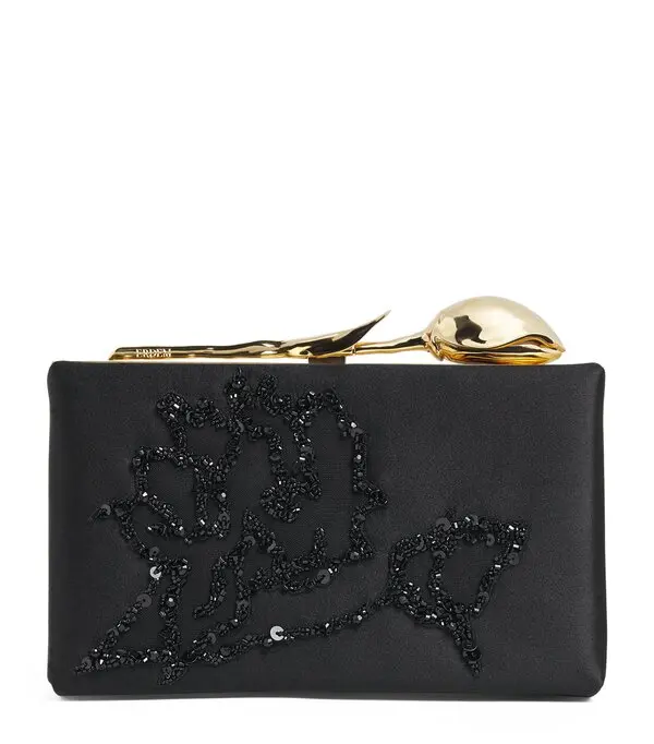 Erdem Embellished Bloom Clutch Bag With Top Handle