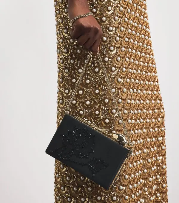 Erdem Embellished Bloom Clutch Bag With Top Handle