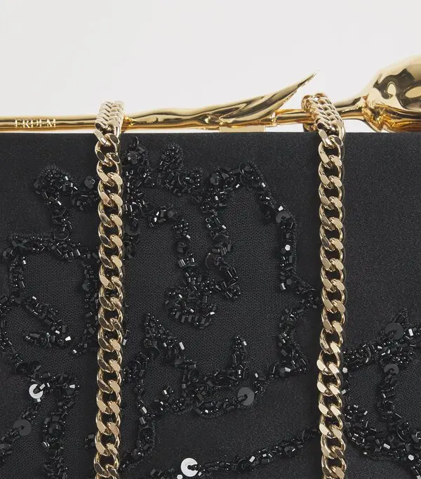 Erdem Embellished Bloom Clutch Bag With Top Handle