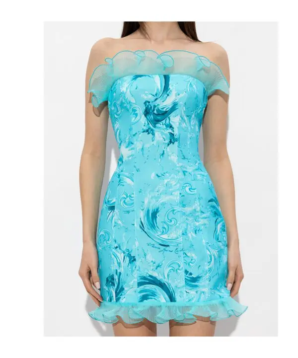 Versace Ruffled Off-shoulder Dress