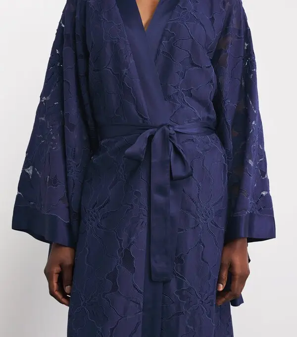 BOCAN Satin Lace-trim Clematis Robe