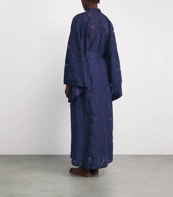 BOCAN Satin Lace-trim Clematis Robe