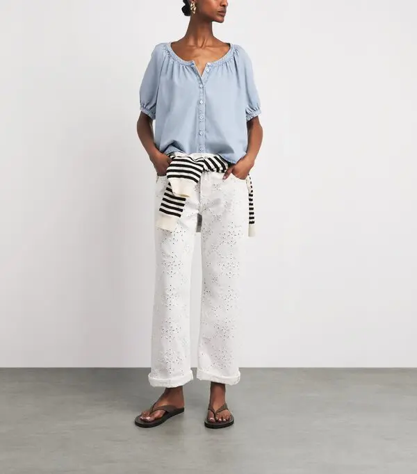 FRAME Scoop Neck Blouse - Blue