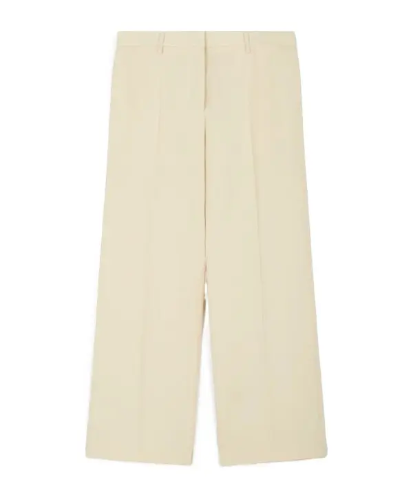 JIL SANDER High-waisted Wool Trousers With Ruching - Nude