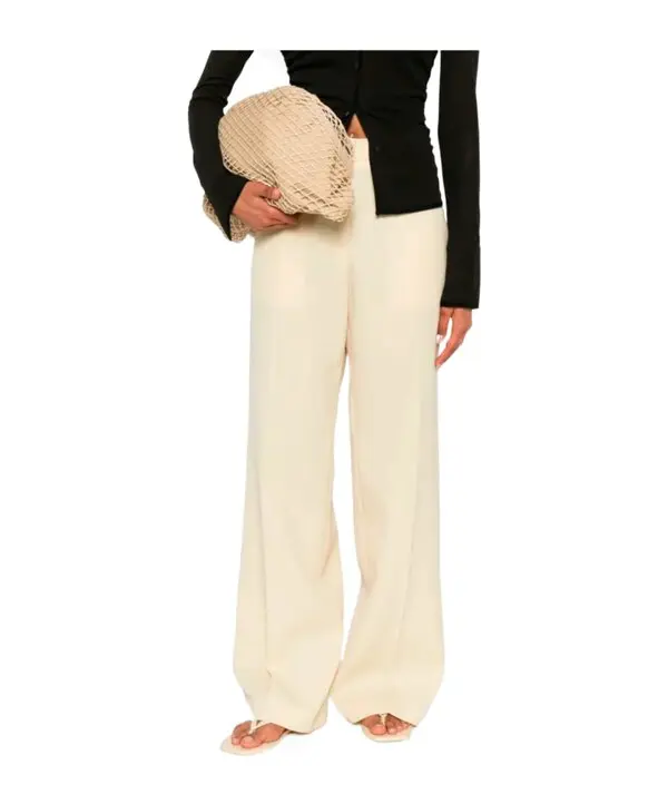 JIL SANDER High-waisted Wool Trousers With Ruching - Nude