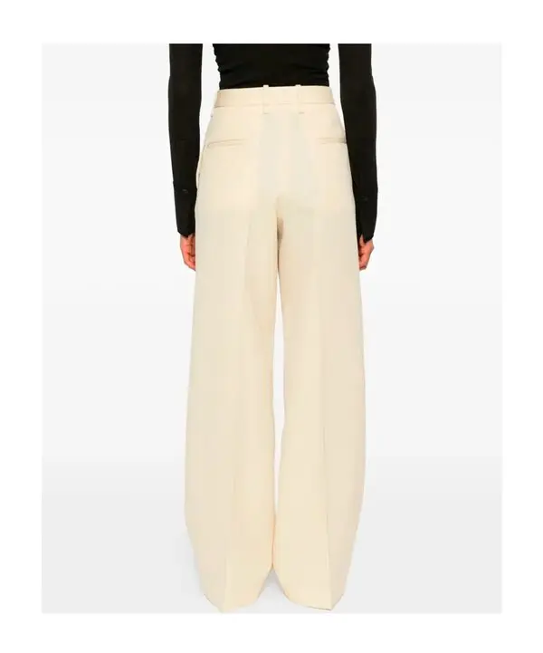 JIL SANDER High-waisted Wool Trousers With Ruching - Nude