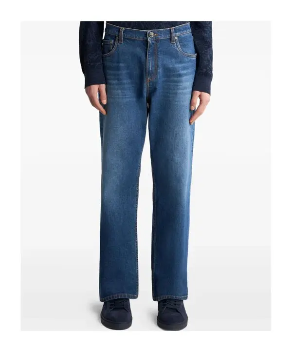 Etro Straight-leg Jeans With Pegaso Embroidery - Blue