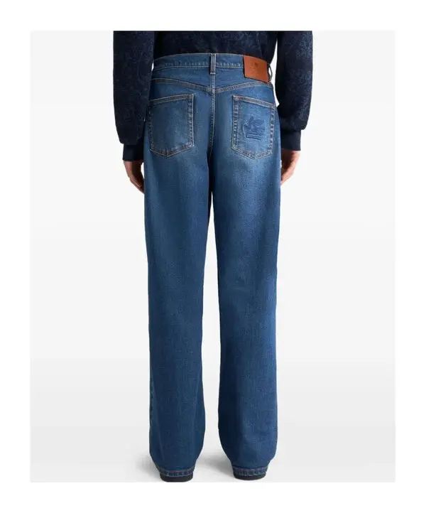 Etro Straight-leg Jeans With Pegaso Embroidery - Blue