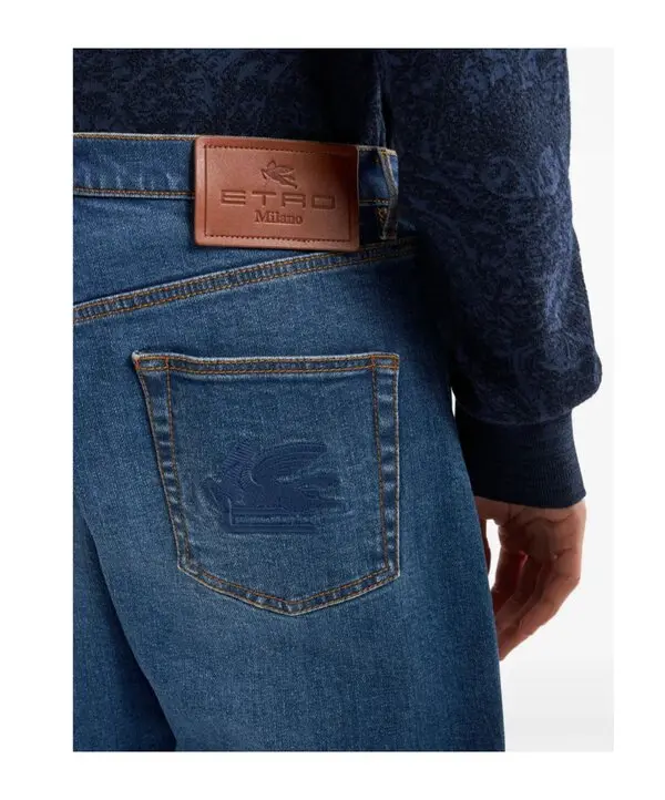 Etro Straight-leg Jeans With Pegaso Embroidery - Blue