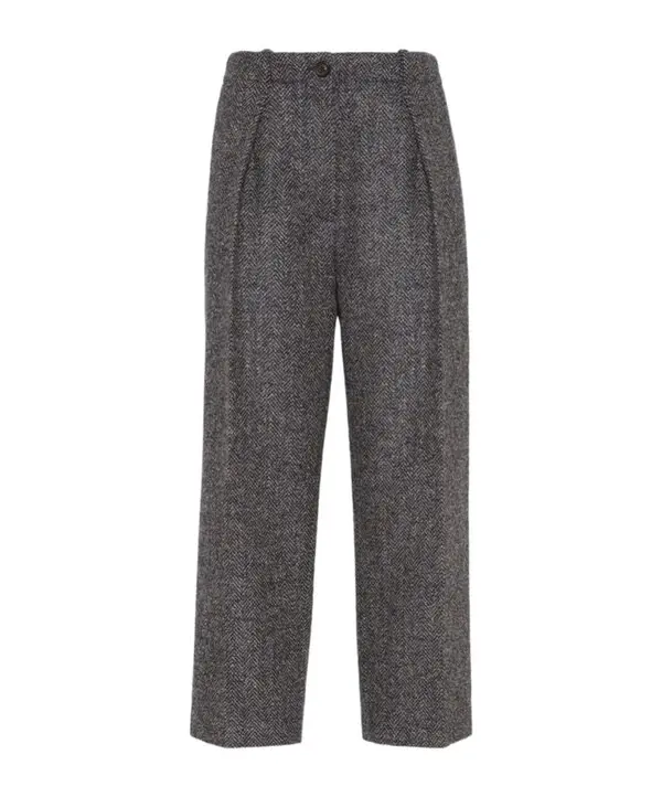 Brunello Cucinelli High-waisted Pleated Trousers - Grey