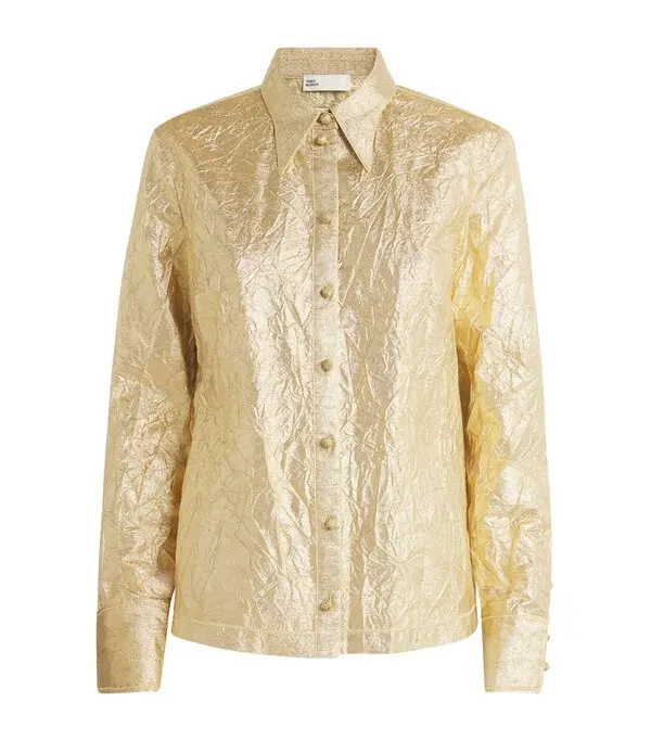 Tory Burch Silk-blend Crushed Metallic Shirt