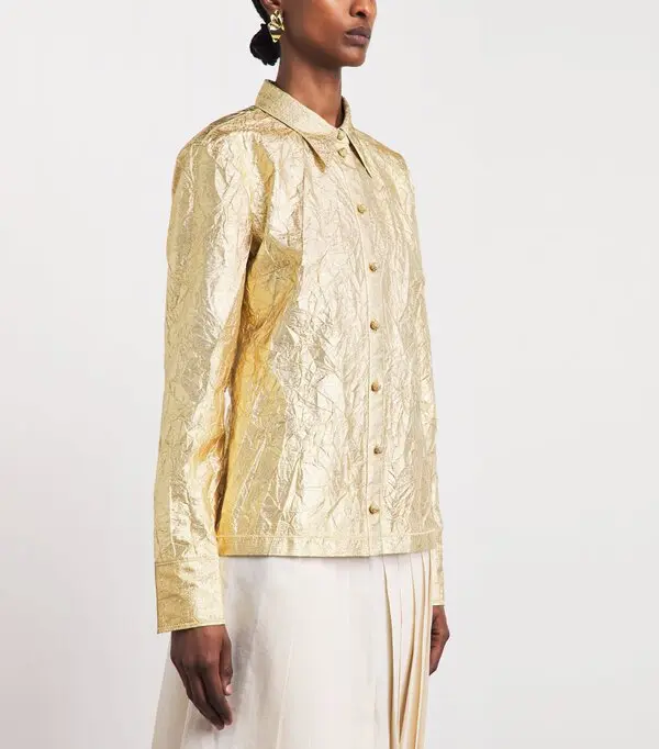 Tory Burch Silk-blend Crushed Metallic Shirt