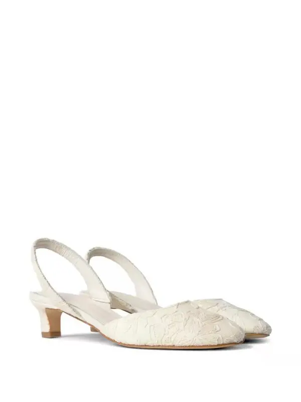 CastaÑer Aran Floral-jacquard Slingback Pumps