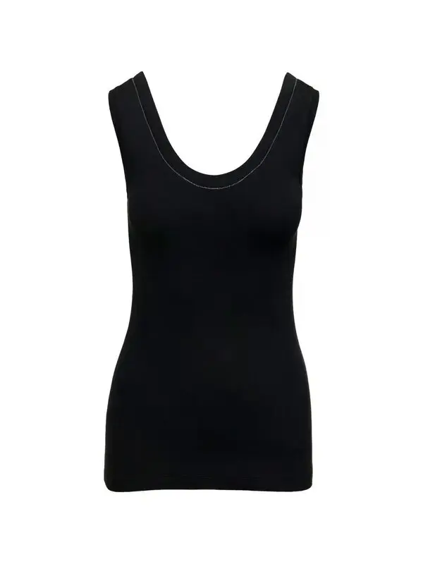 Brunello Cucinelli Monili Detail Ribbed Knit Tank Top