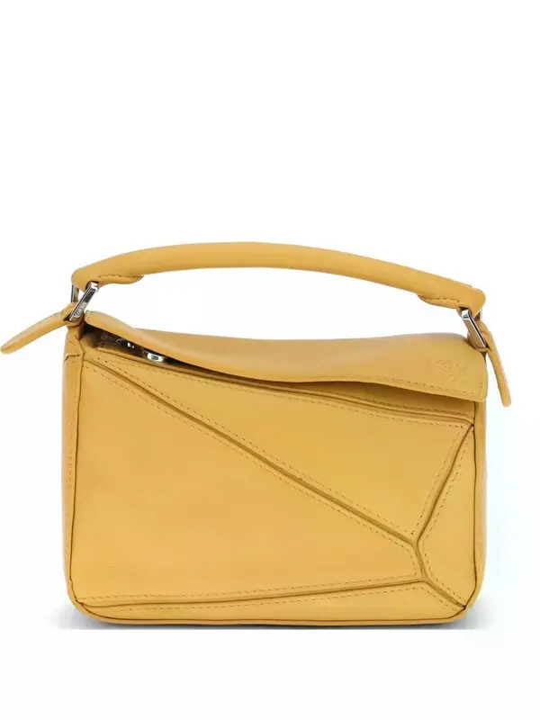 Loewe Mini Featherlight Puzzle Leather Tote Bag - Yellow