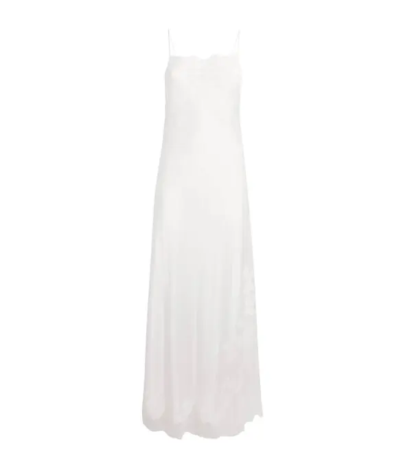 Carine Gilson Silk Lace-trimmed Maxi Slip Dress - White