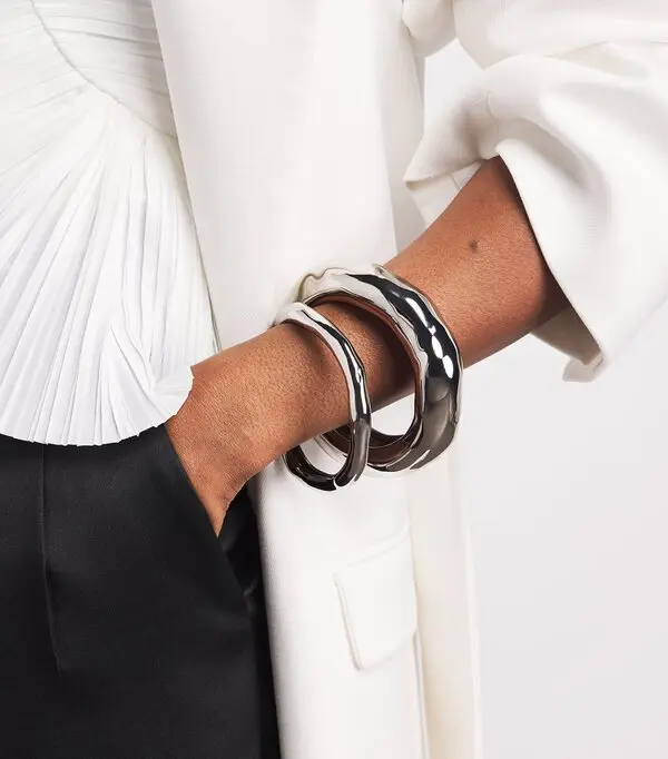 Alexis Bittar Large Rhodium-plated Molten Bangle - Silver