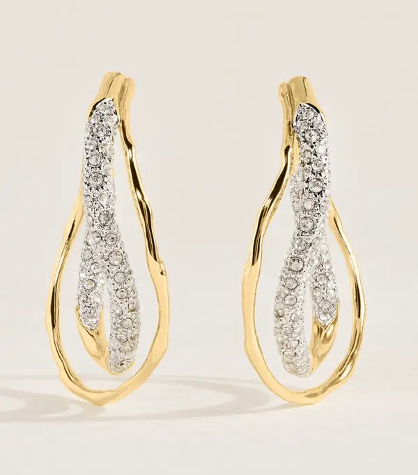 Alexis Bittar Small Plated Solanales Crystal Twist Hoop Earrings - Gold
