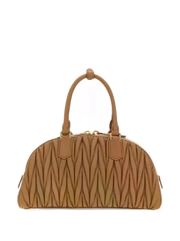 Miu Miu Arcadie Leather Tote Bag - Brown
