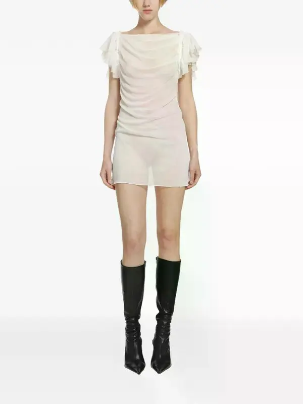 DAISY Ruffled Sleeve Draped Mini Dress
