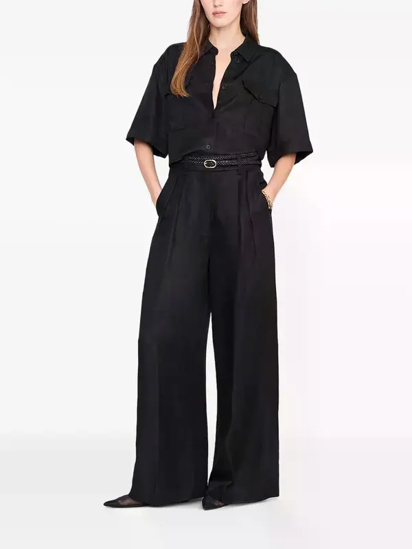 ANINE BING Edith Slub Texture Shirt - Black