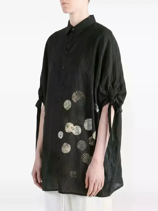 Y’s Graphic Print Tie-sleeve Shirt