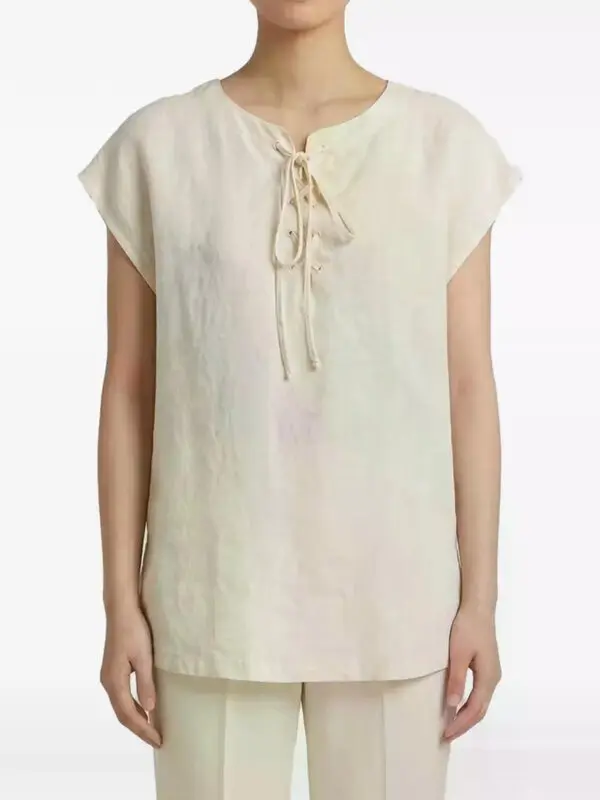 Aspesi Short-sleeve Lace-up Blouse