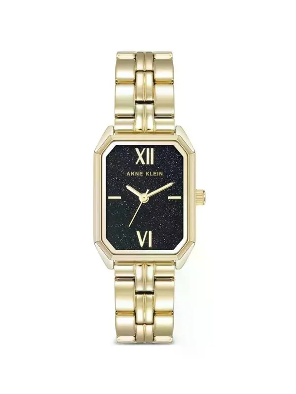 Anne Klein Octagonal Watch With Gold-tone Link Bracelet - Black