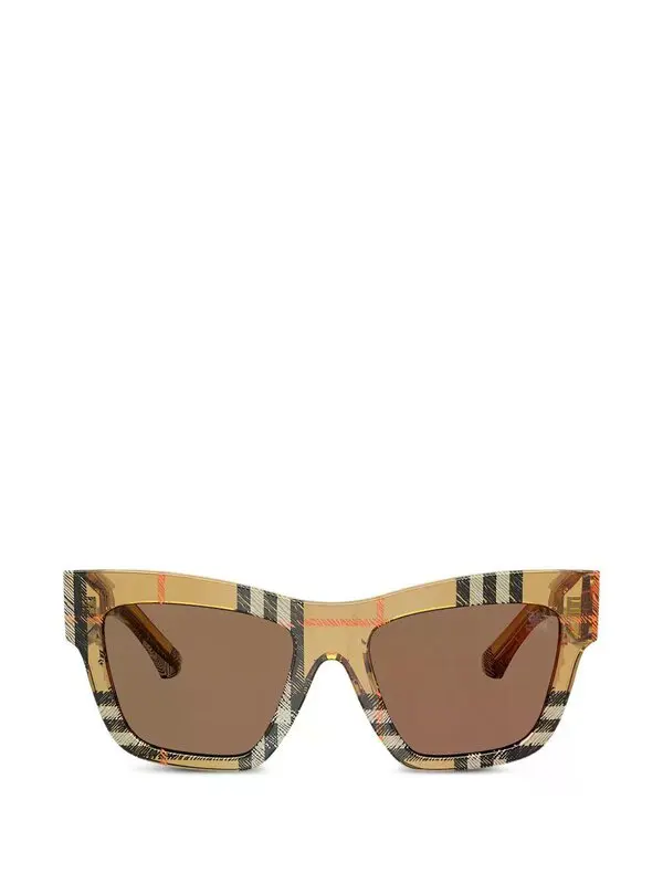 Burberry Check-pattern Square-frame Sunglasses - Brown