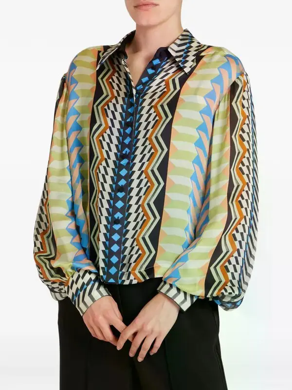 TEMPERLEY LONDON Silk Geometric Print Shirt