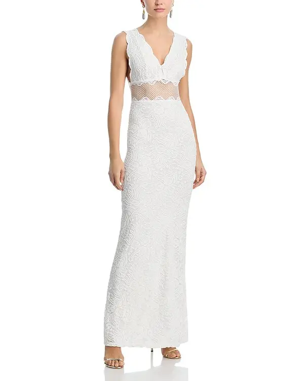 NIGHTCAP Plunge Lace Maxi Dress - Dove