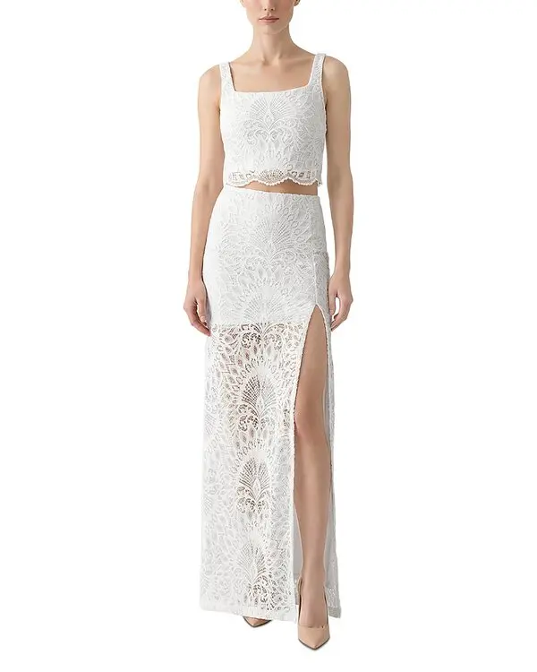 NIGHTCAP High Slit Lace Maxi Skirt - Dove