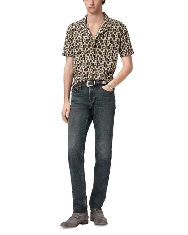 John Varvatos Sanford Short Sleeve Camp Collar Shirt In Bold Jacquard