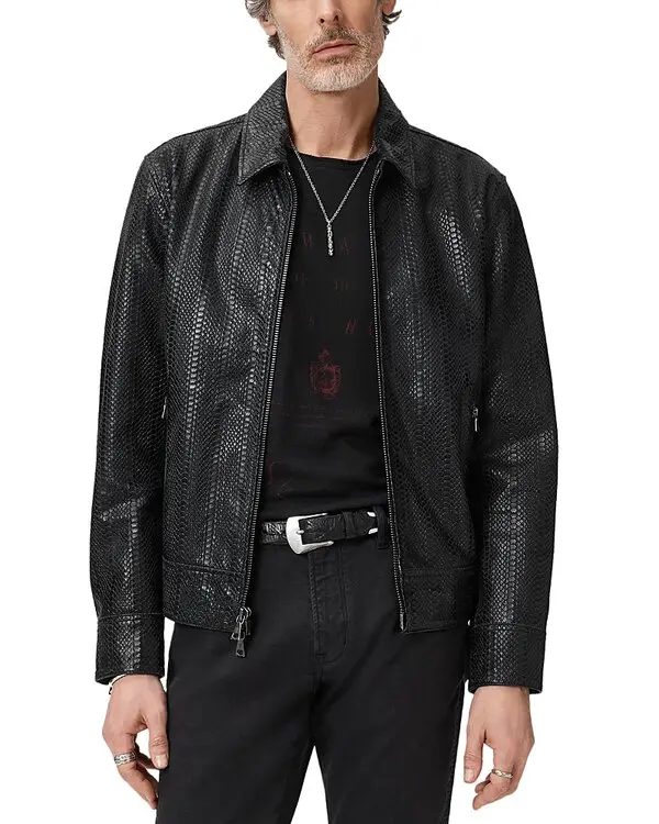 John Varvatos Benjamin Embossed Leather Jacket