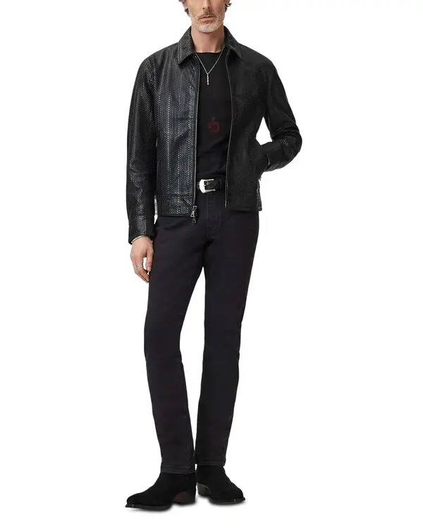 John Varvatos Benjamin Embossed Leather Jacket