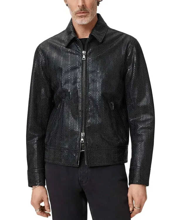 John Varvatos Benjamin Embossed Leather Jacket